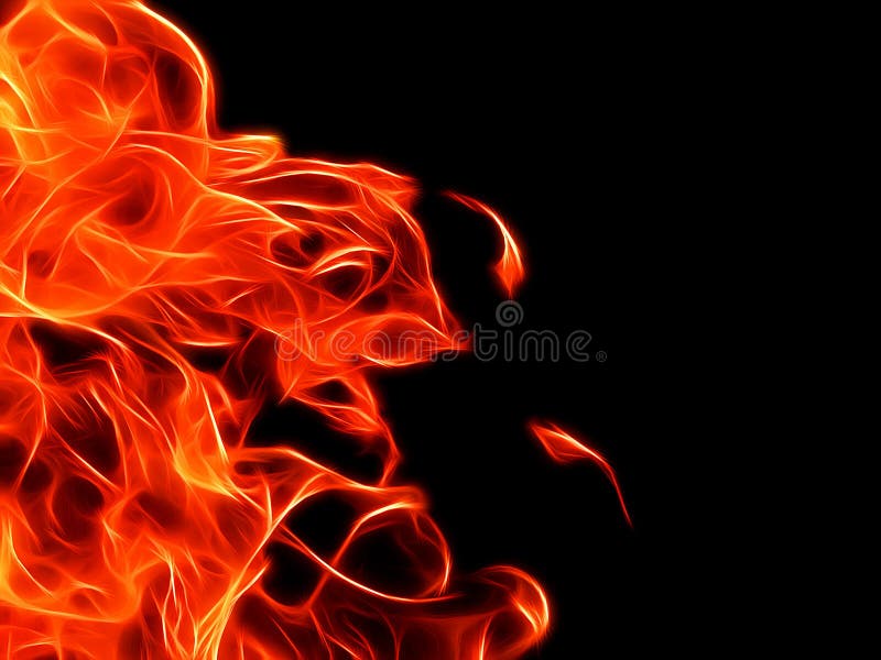 Bright Fire Flame on a Black Background in Neon Color Stock ...