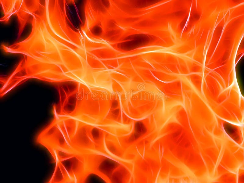 Bright Fire Flame on a Black Background in Neon Color Stock ...