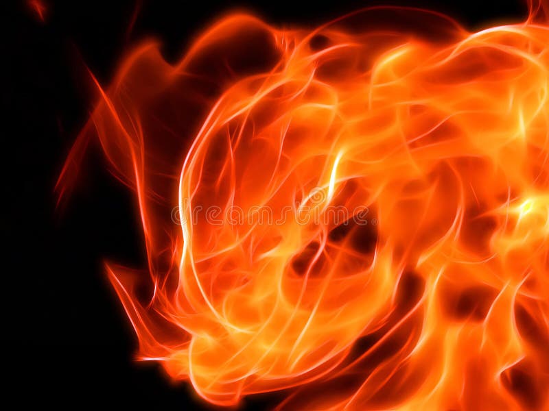 Bright Fire Flame on a Black Background in Neon Color Stock ...