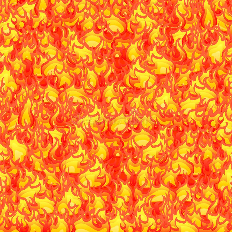 Bright Fire Flames, Hot Fire Seamless Pattern Stock Illustration ...