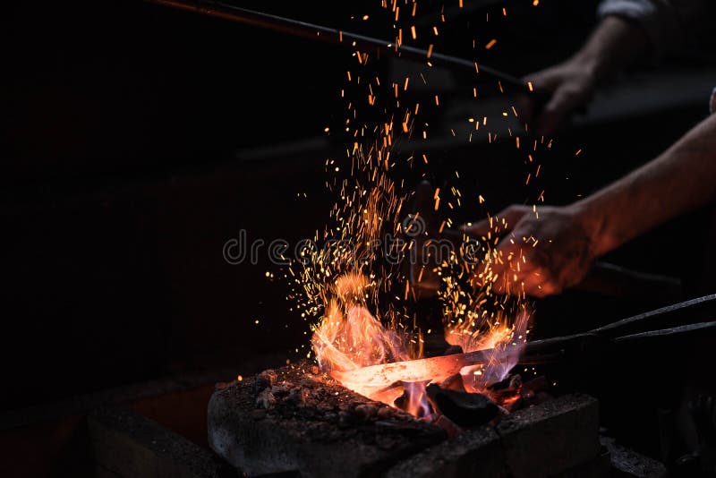 Bright Fire in the Forge with Sparks Stock Image - Image of farrier ...