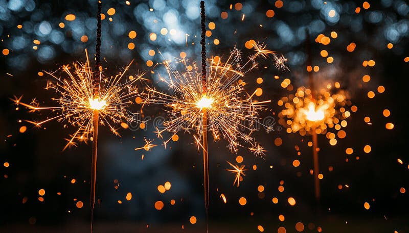 Bright Fire Glowing in Dark Night, Celebration Exploding Generated by ...