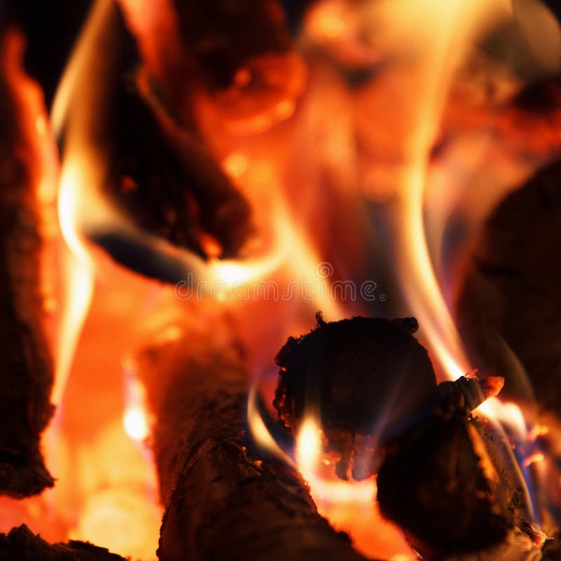 Bright Fire of High Temperature from Firewood Burns in Fireplace Stock ...