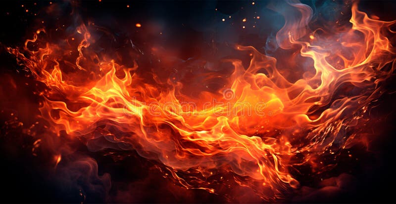 Bright Fire, Panoramic Fire Background - AI Generated Image Stock Photo ...