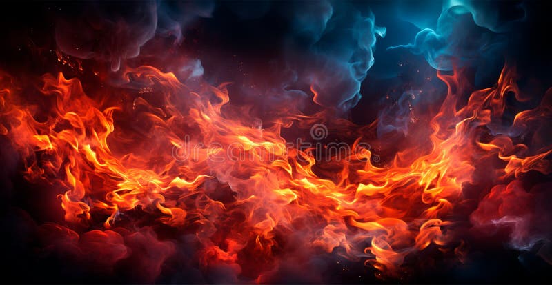 Bright Fire, Panoramic Fire Background - AI Generated Image Stock Image ...