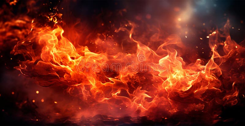 Bright Fire, Panoramic Fire Background - AI Generated Image Stock ...