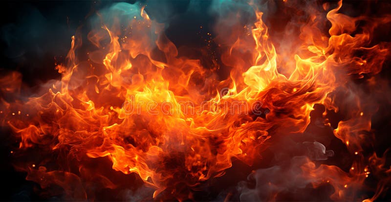 Bright Fire, Panoramic Fire Background - AI Generated Image Stock Photo ...