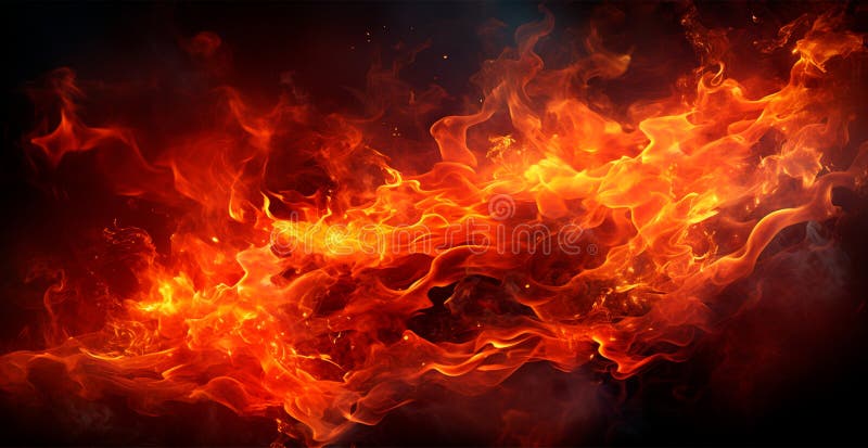 Bright Fire, Panoramic Fire Background - AI Generated Image Stock Image ...