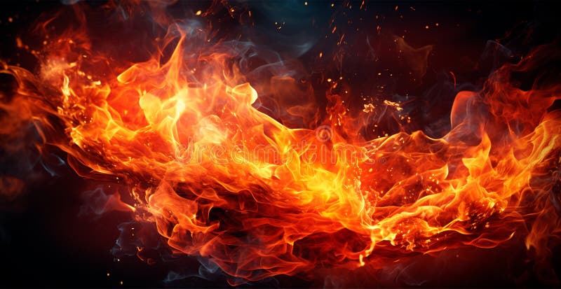 Bright Fire, Panoramic Fire Background - AI Generated Image Stock ...