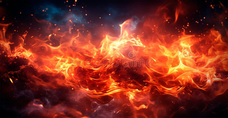 Bright Fire, Panoramic Fire Background - AI Generated Image Stock Photo ...