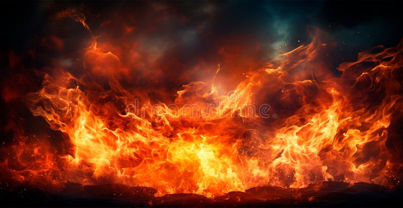 Bright Fire, Panoramic Fire Background - AI Generated Image Stock ...