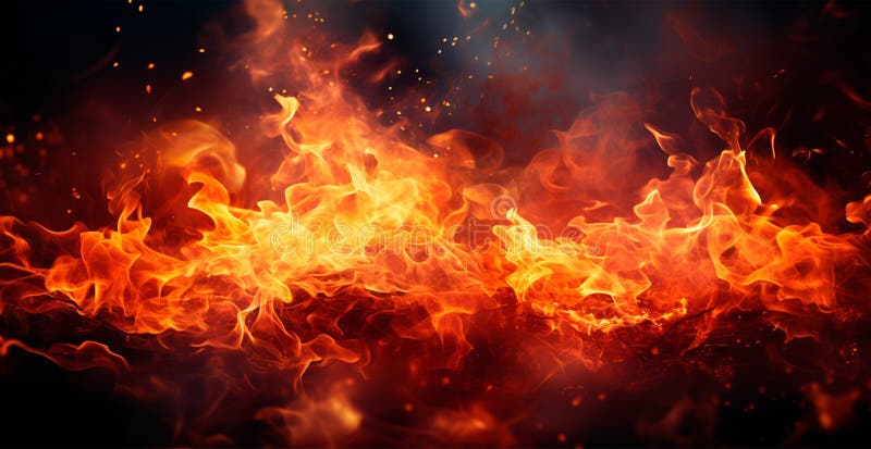 Bright Fire, Panoramic Fire Background - AI Generated Image Stock ...