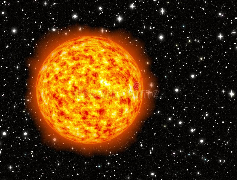 Bright Fire Planet on Space Backgrounds Stock Illustration ...