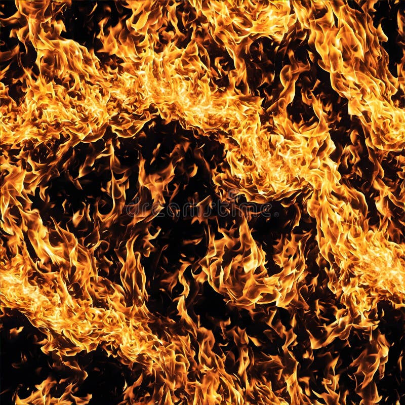 Bright Fire Seamless Pattern on Black Background Stock Illustration ...