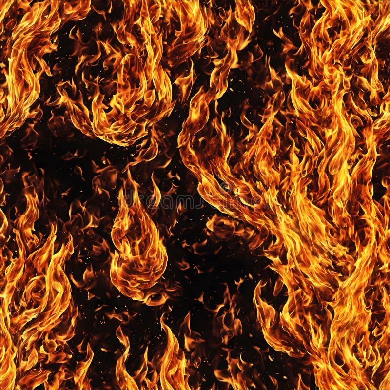Bright Fire Seamless Pattern on Black Background Stock Illustration ...
