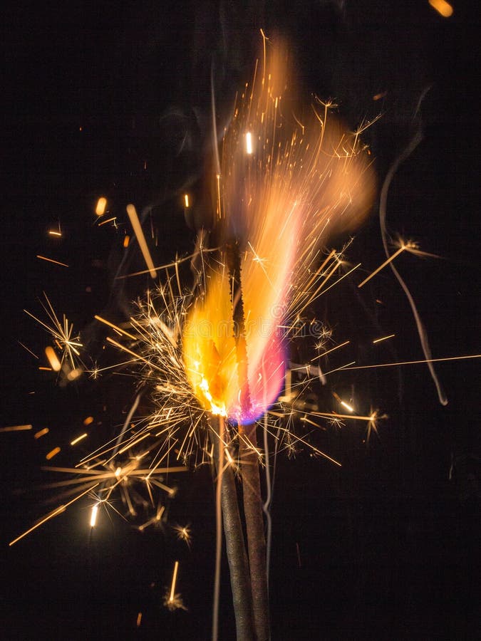 Bright fire and sparks stock photo. Image of holiday - 95686110