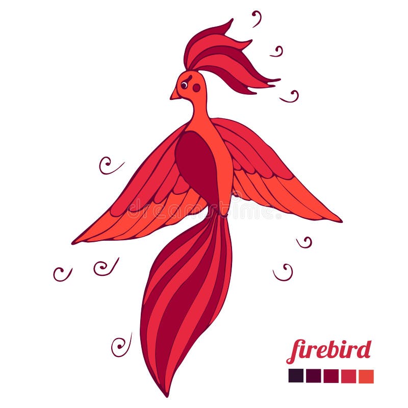 Bright Firebird Fly. Fire Bird in Flight Stock Vector - Illustration of ...