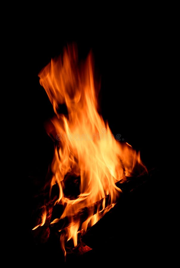 Bright Firelight on a Black Background. Sparks and Flames Stock Image ...