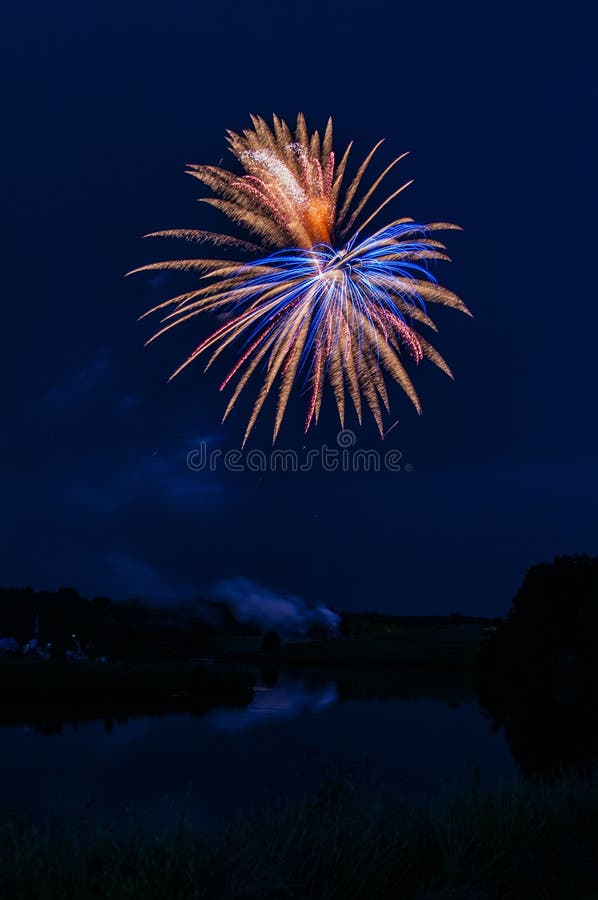 Big Firework Explosion in the Night Skies Stock Image - Image of ...