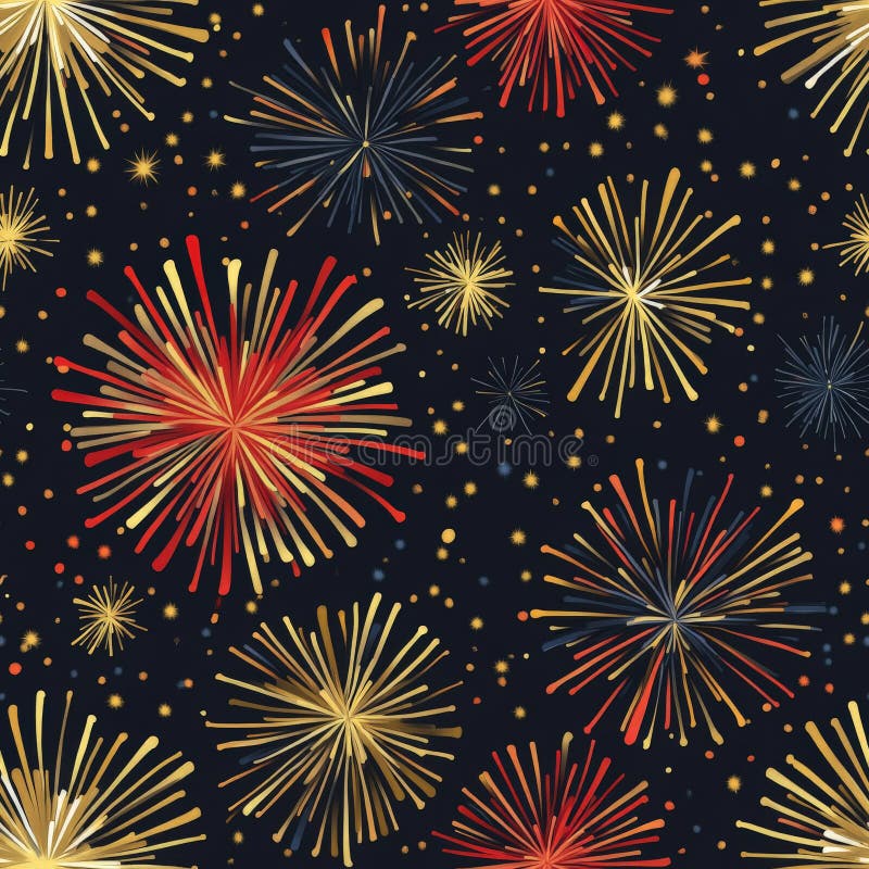 A Bright Firework Explosion Pattern with Gold, Red, and Blue Bursts ...