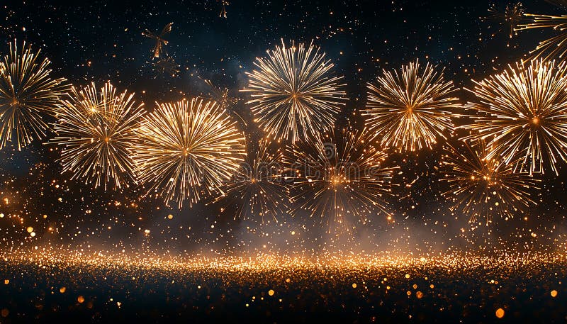 Bright Fireworks Exploding in Dark Night Sky Celebration Generated by ...