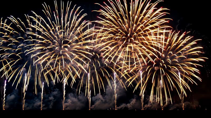 Bright Fireworks Exploding in Night Sky, Festival Celebration ...