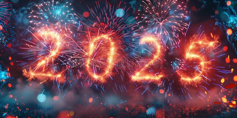 Bright Fireworks Light Up the Sky, Forming the Numbers 2013 in a ...