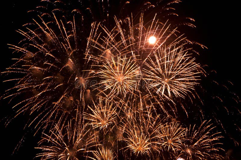 Bright Fireworks in the Night Sky Stock Image - Image of holiday ...