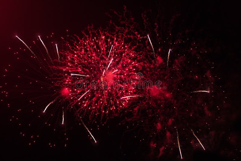 Bright Fireworks in the Night Sky Stock Photo - Image of fireworks ...