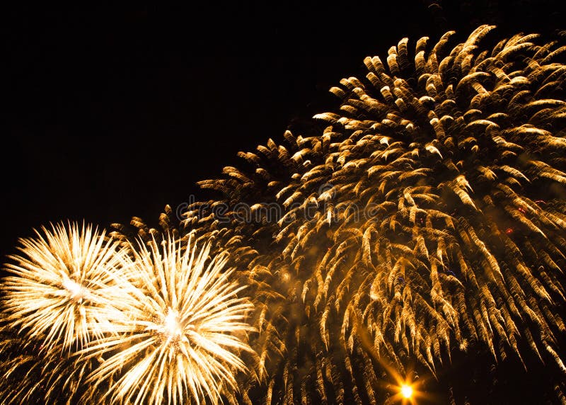 Bright Fireworks in the Night Sky Stock Image - Image of salute, bright ...