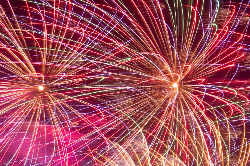 Bright Fireworks in the Night Sky Stock Photo - Image of fireworks ...
