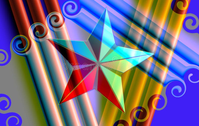 A Bright Five-pointed Star with Iridescent Shine. Stock Illustration ...