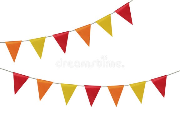 Bright Flags on White Background. Party Decoration Stock Illustration ...