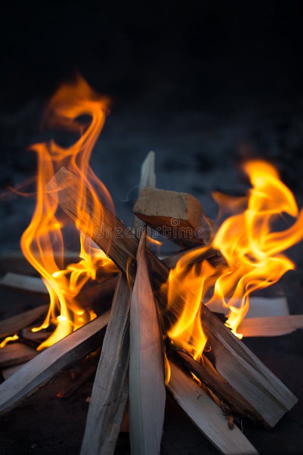 Bright Flame of Bonfire. Defocused Stock Image - Image of fireside ...