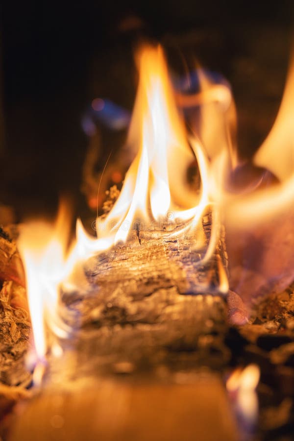 Bright Flame of a Burning Fire in the Dark Stock Photo - Image of flame ...