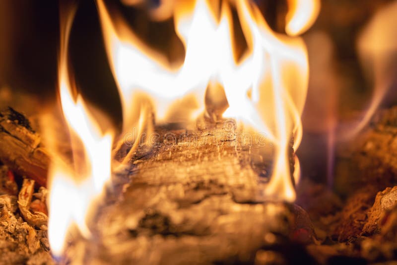 Bright Flame of a Burning Fire in the Dark Stock Image - Image of heat ...
