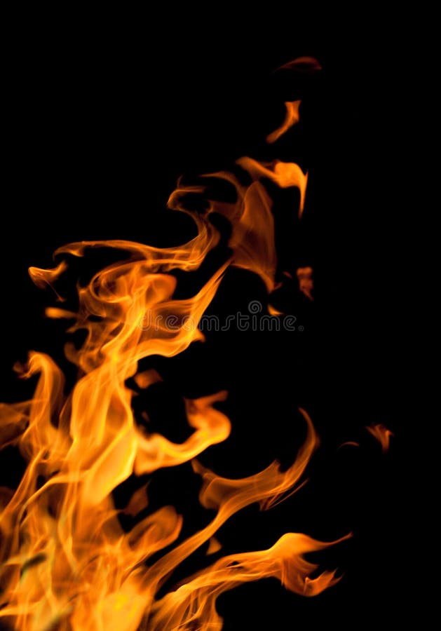 Bright Flame in Corner on Black Stock Photo - Image of background ...