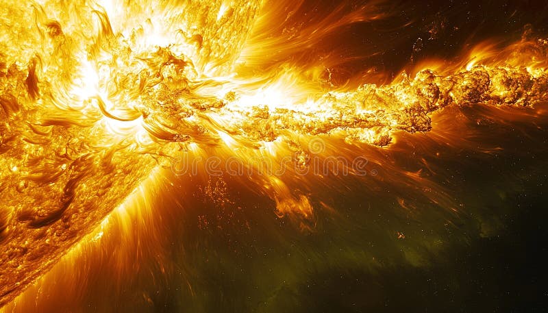 Bright Flame Glowing in Dark Night Sky, Exploding Liquid Generated by ...