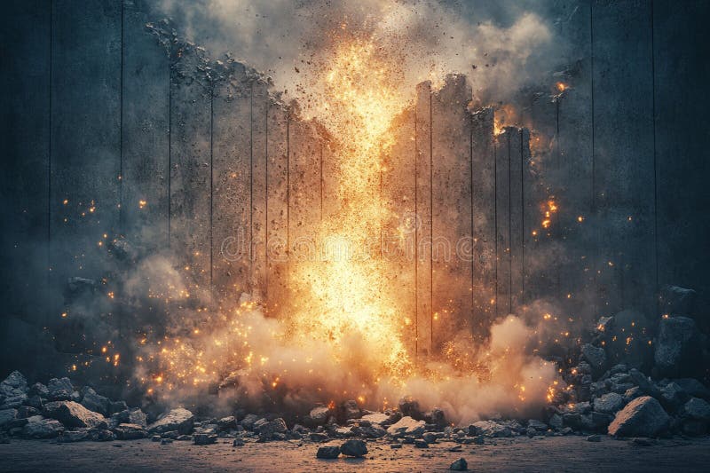 Explosive Eruption of Flames and Debris from a Shattered Wall in a ...