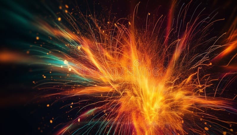 Bright Flames Ignite the Night, Glowing with Vibrant Colors Generated ...