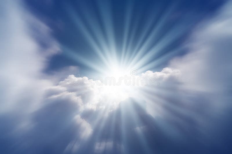 Bright Flash of Sun from Behind the Clouds Stock Photo - Image of ...