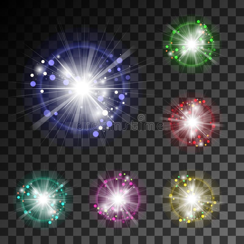 Bright Flash To Shine and Bokeh Particles on a Transparent Backg Stock ...