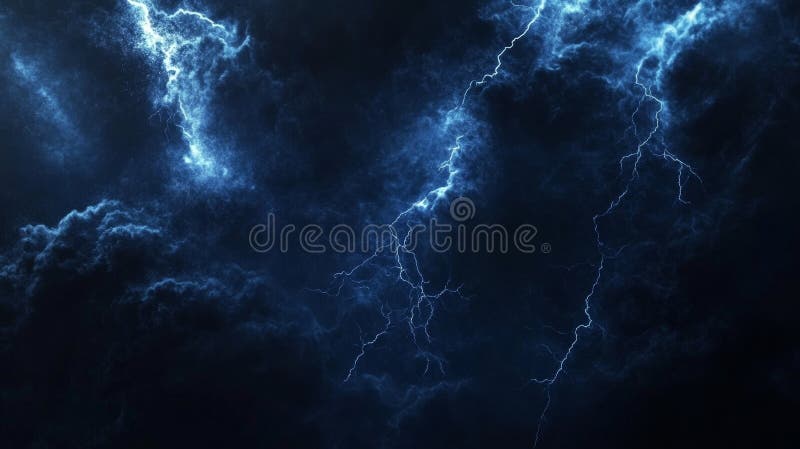 Bright Flashes of Lightning Light Up the Night Sky during a ...