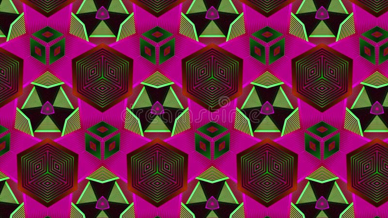 Bright Flashing Pattern of Geometric Shapes. Motion. Acid Flashing ...