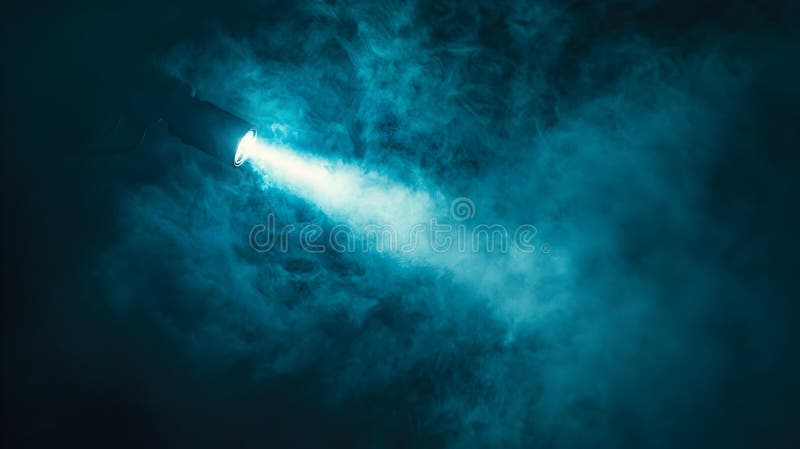 Bright Flashlight Beam Cutting through Dark Fog Stock Illustration ...