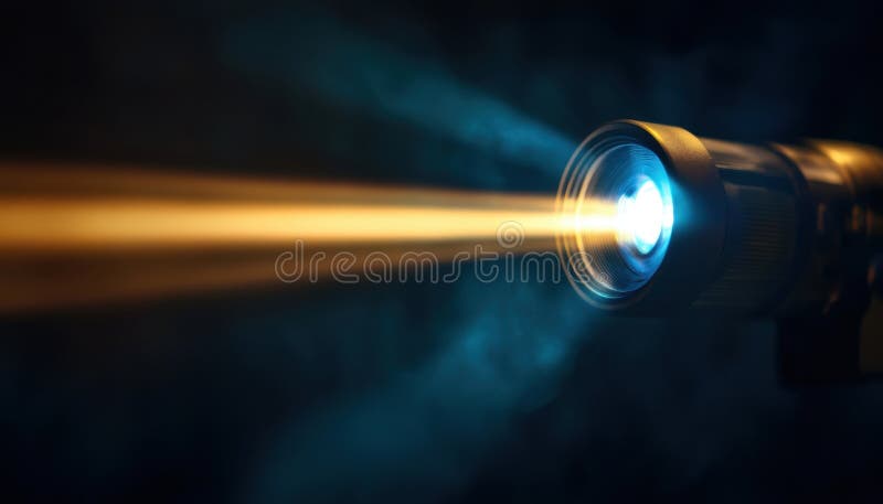 Bright Flashlight Beam Cutting through Darkness in a Dimly Lit ...