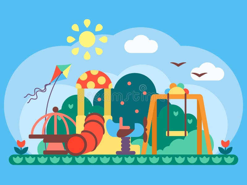 Set of Playground Elements - Modern Vector Cartoon Isolated ... Set of Playground Elements - Modern Vector Cartoon Isolated ...