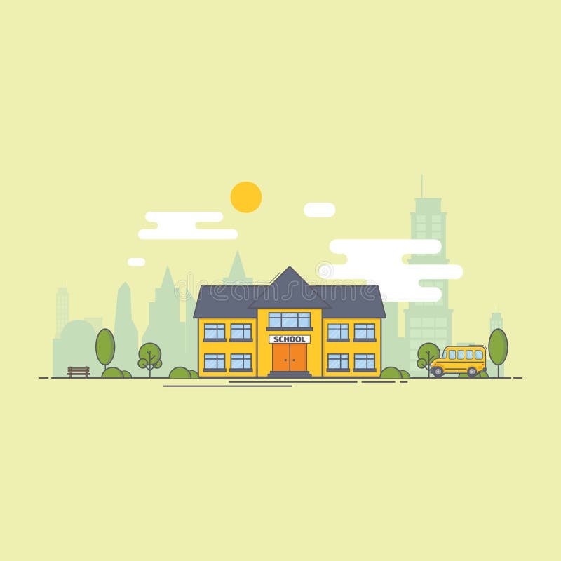 Bright Flat Illustration of School Building for Back To School Banner ...