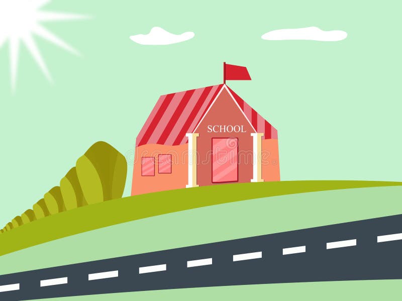 Bright Flat of School Building for Back To School Poster Design. Design ...