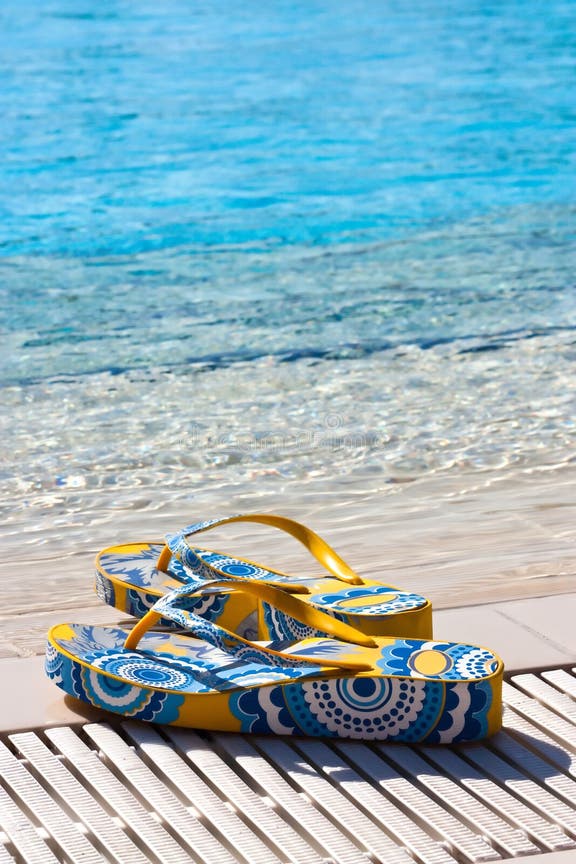 Bright Flip-flops by a Swimming Pool Stock Photo - Image of journey ...